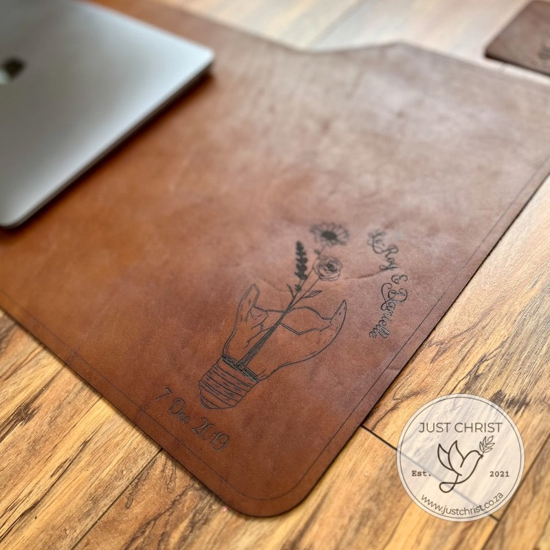 Full Grain Leather Desk Pad & Coaster Set: Stylish & Functional Office ...